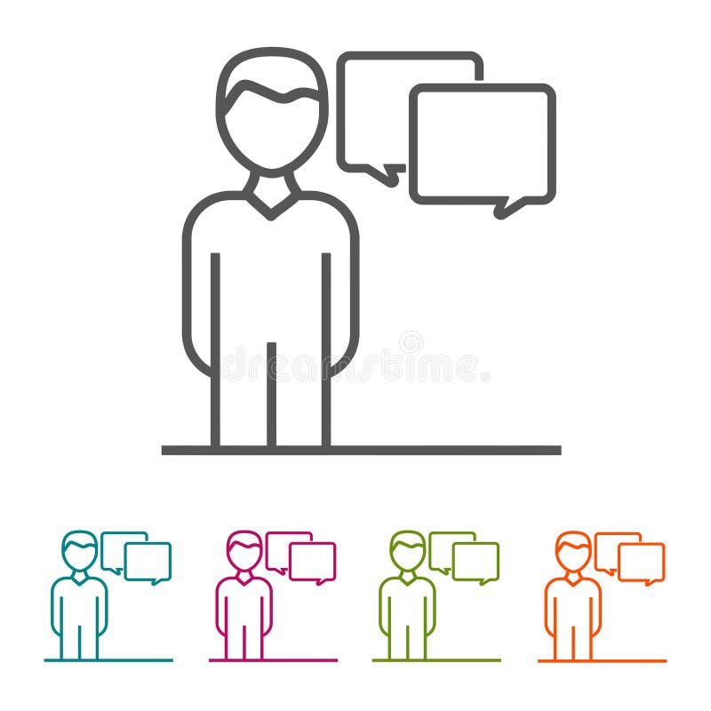 Communications Business People Icons in Thin Line Style and Flat Design ...