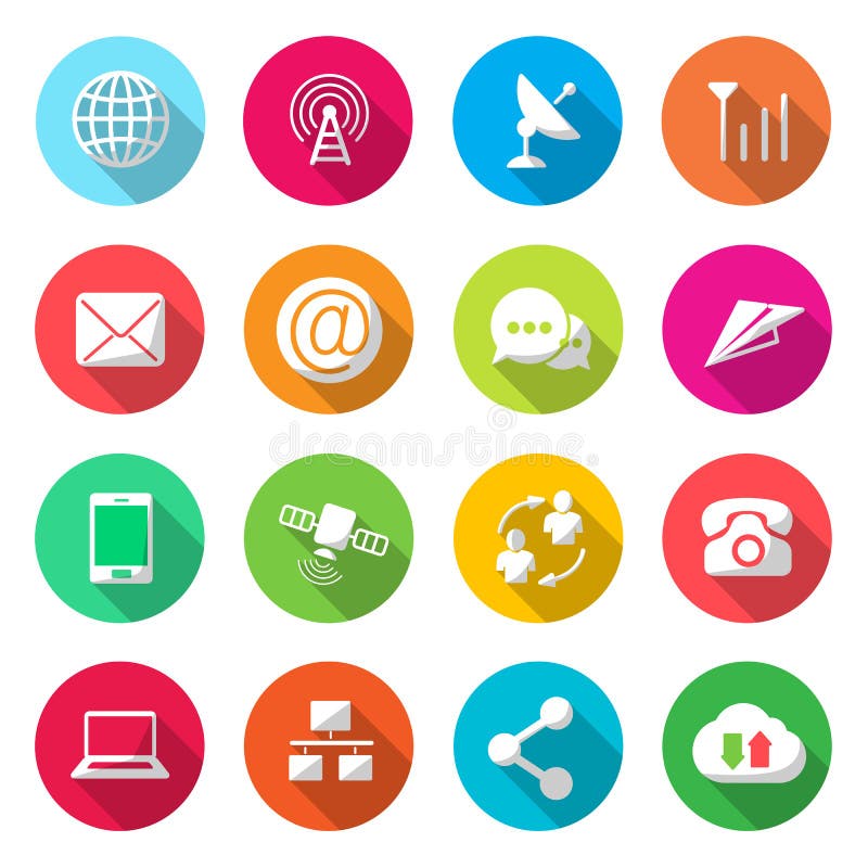 Communications Colorful Icons Vector Stock Vector - Illustration of ...