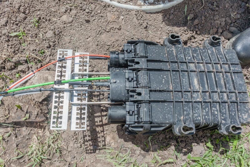 New Fiber Optic Cables Underground Internet Connection Box Stock Photo ...