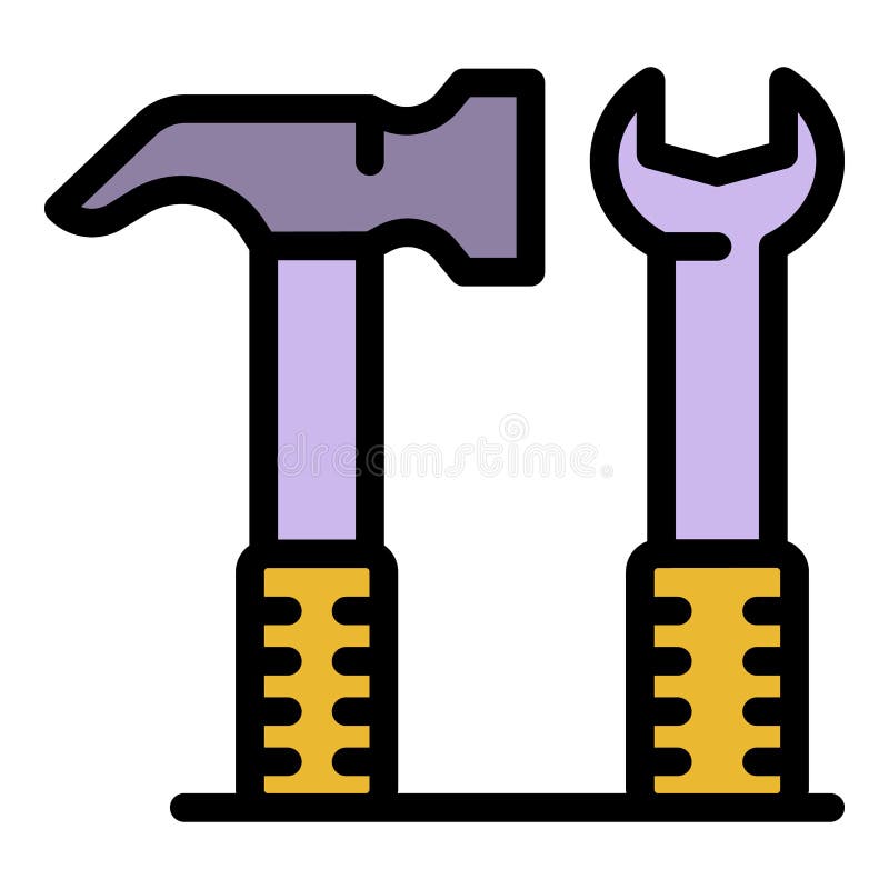 Communications Engineer Hammer Key Icon Color Outline Vector Stock ...