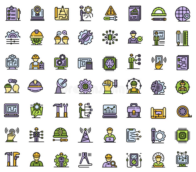 Set of engineer icons stock vector. Illustration of industrial - 42921023