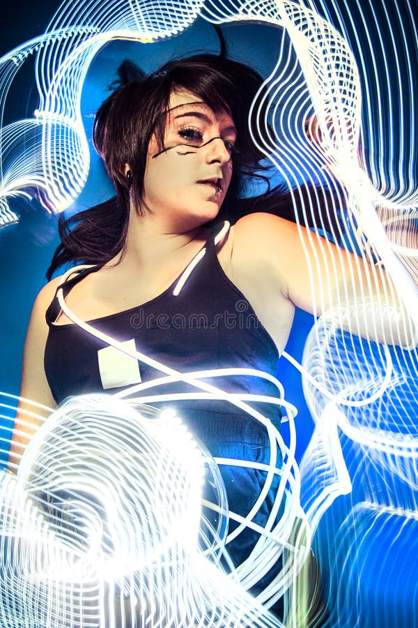 Communications Future Women Concept Black Latex With Neon Lights