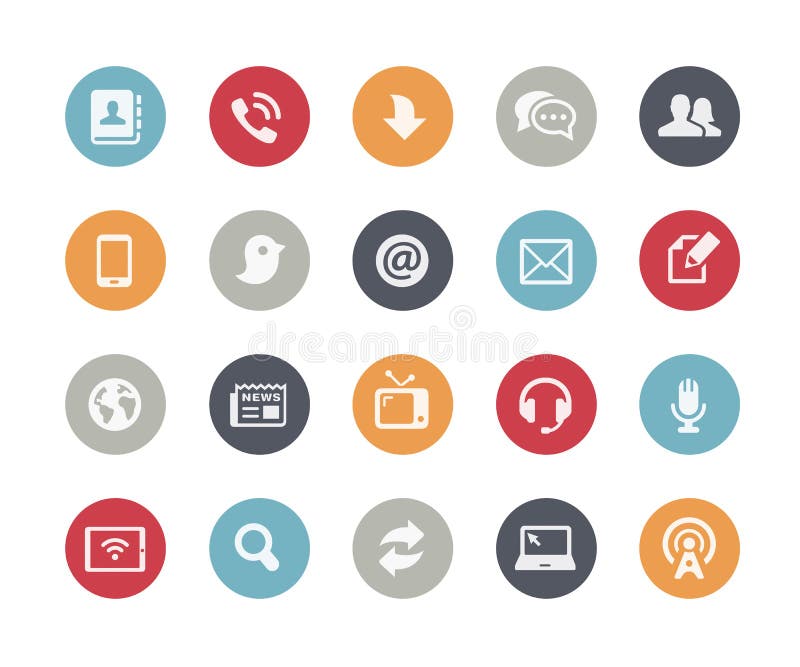 Communications Colorful Icons Vector Stock Vector - Illustration of ...