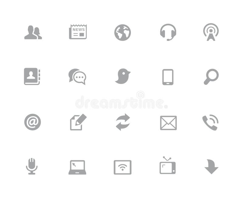 Communications Icon Set // 32 Pixels Icons White Series Stock Vector ...