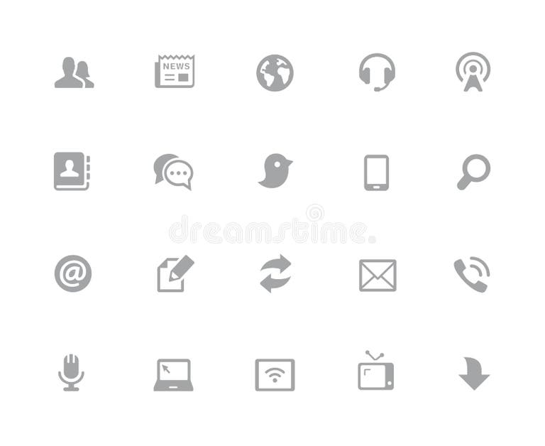 Communications Icon Set // 32 Pixels Icons White Series Stock Vector ...