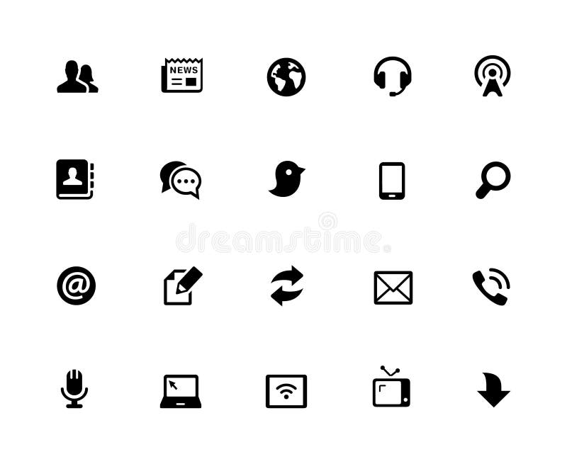 Communications Icon Set // 32px Solid Stock Vector - Illustration of ...