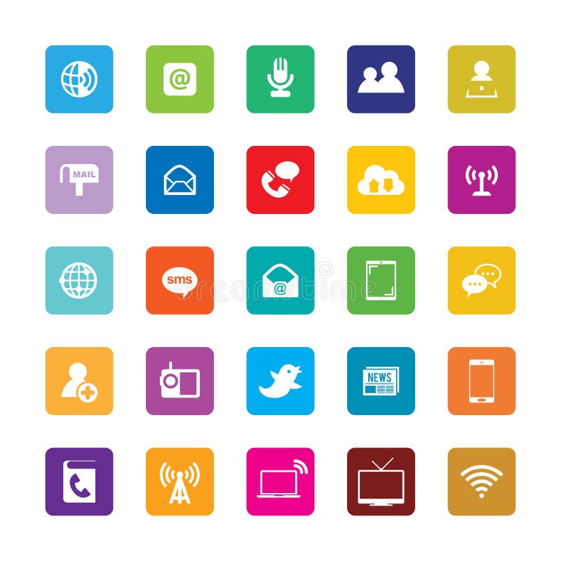 Communications Colorful Icons Vector Stock Vector - Illustration of ...