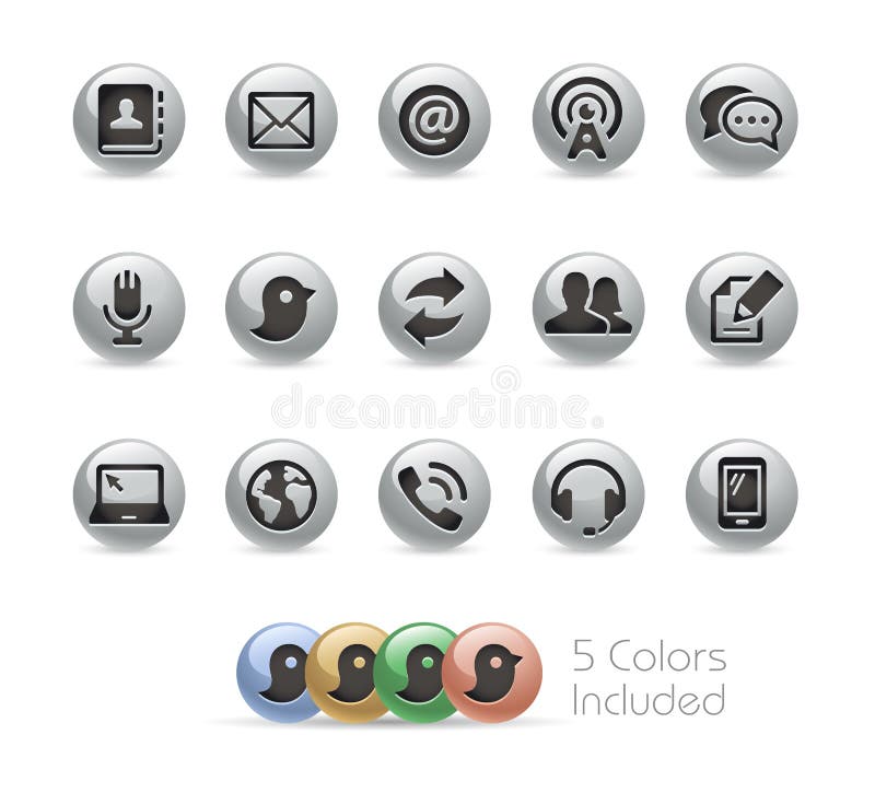 Communications Icons -- Metal Round Series Stock Vector - Illustration ...