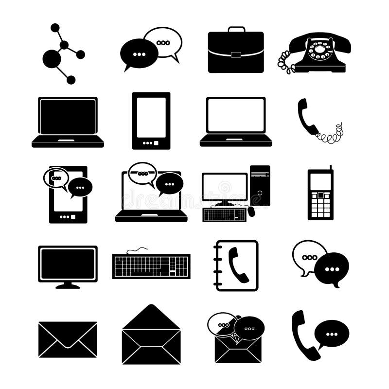 Communications Icons Vector Stock Vector - Illustration of icons, sign ...