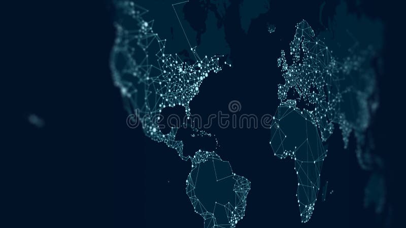 Communications Network Map of the World, Centered in the American ...