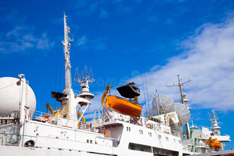 Communications ship stock photo. Image of equipment, outside - 90004630