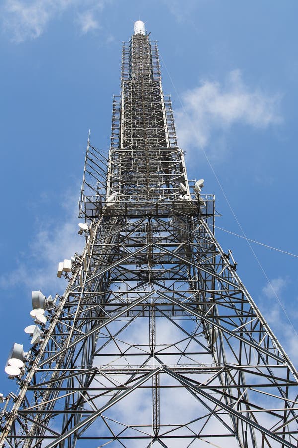 Communications Tower and Blue Sky Stock Photo - Image of iron ...