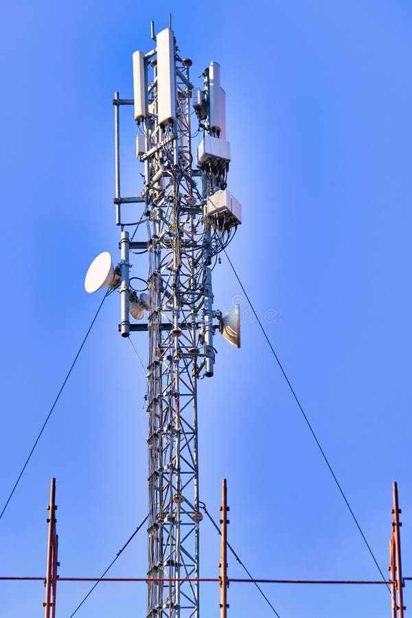 Communications tower stock image. Image of streetlight - 331853881