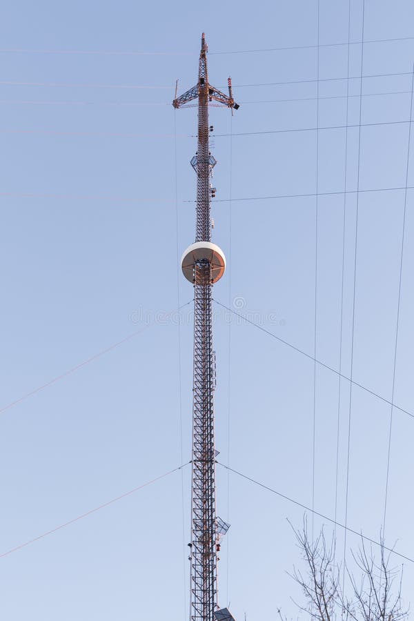 Communications Tower Soaring Overhead Stock Photo - Image of soaring ...
