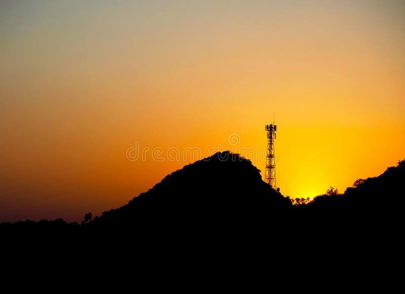 Communications Tower with Sun Light Stock Photo - Image of radio ...