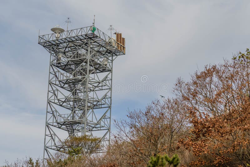 Communications Tower Under Cloudy Sky Stock Photo - Image of ...