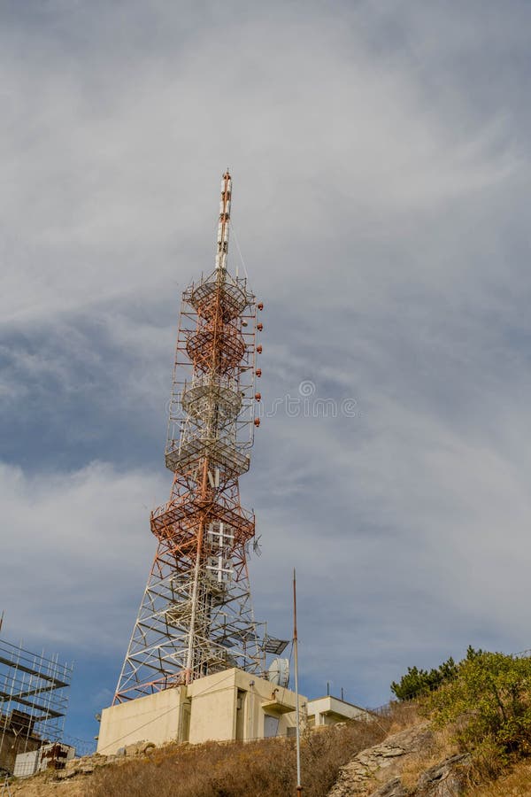 Communications Tower Under Cloudy Sky Stock Photo - Image of digital ...