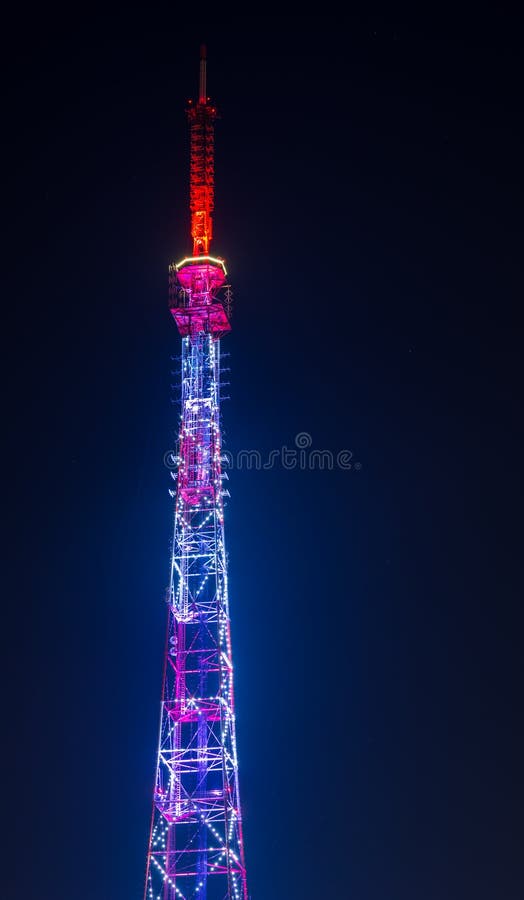 Communications TV tower. stock photo. Image of global - 61542168