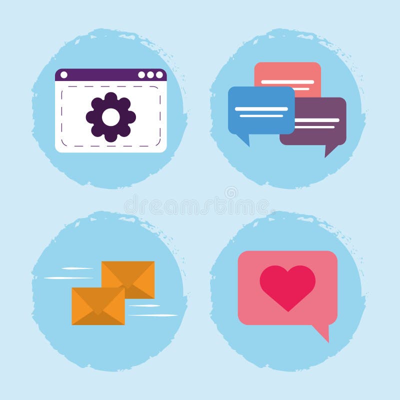 Communications Website Sms Email Like and Chat Bubbles Icons Stock ...