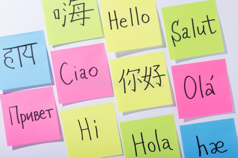 Communicative Stickers: Saying â€œHelloâ€ in Different Languages Stock ...