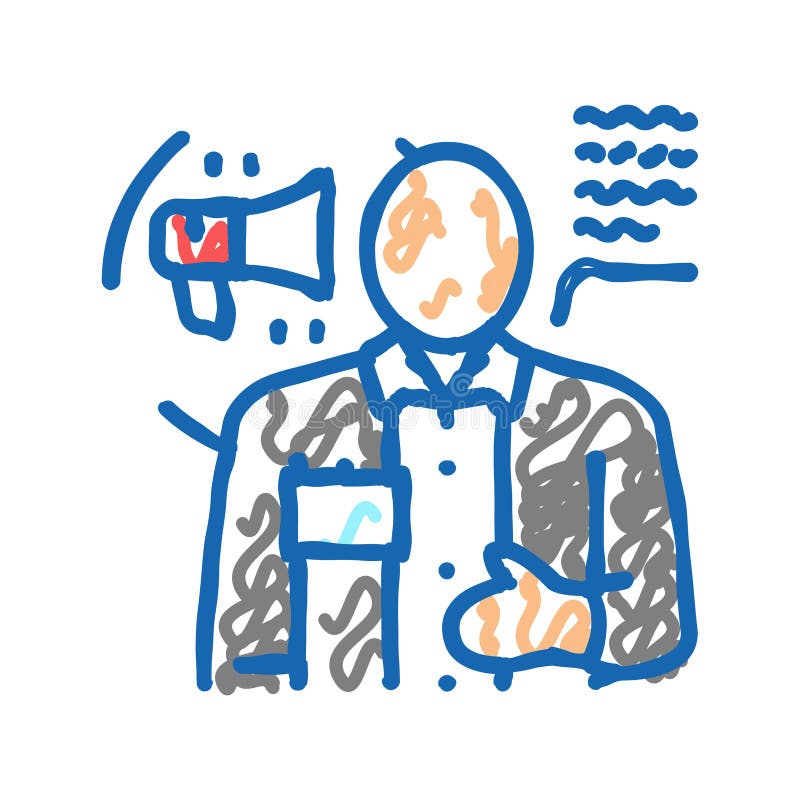 Communicator Scientist Worker Icon Doodle Illustration Stock ...