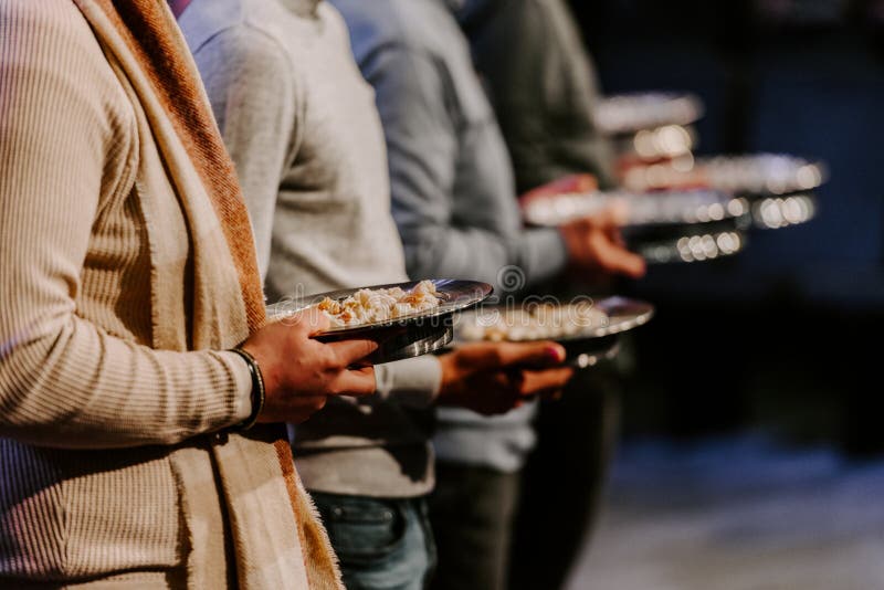 Communion with Bread and Wine during the Service in the Assembly Stock ...