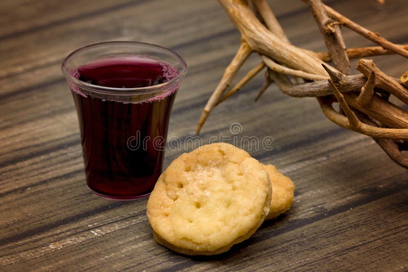 Individual Communion Cup with Bread Stock Photo - Image of religion ...