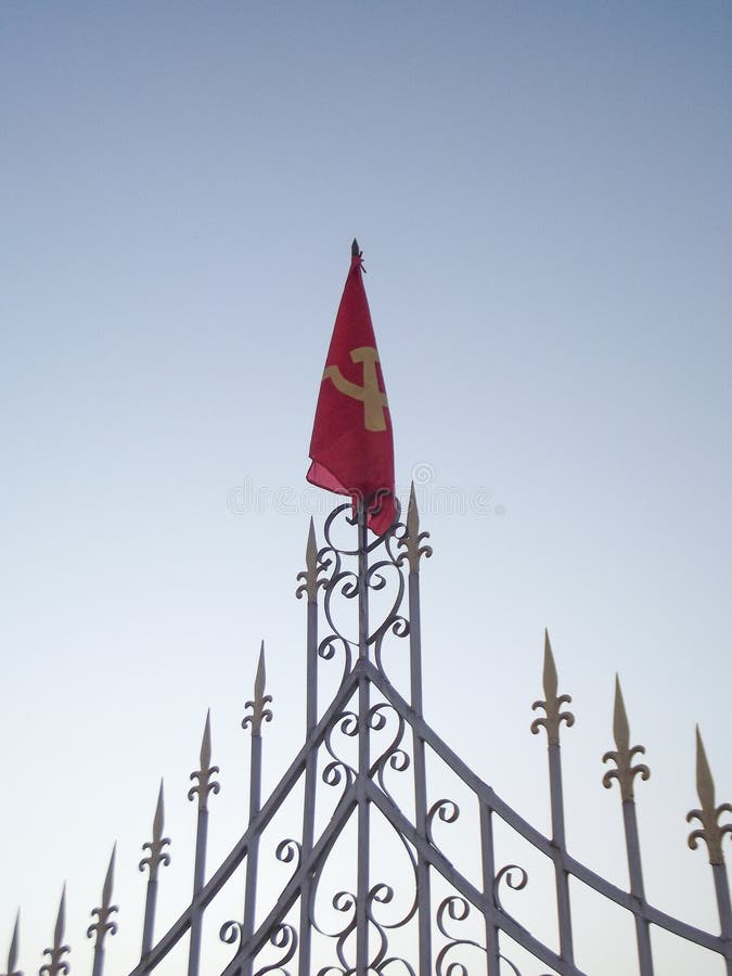Communist flag on a fence stock photo. Image of stalin - 95149472