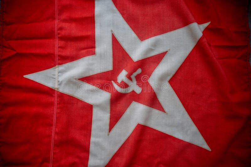 Communist Flag, with Star Around Hammer and Sickly Stock Photo - Image ...