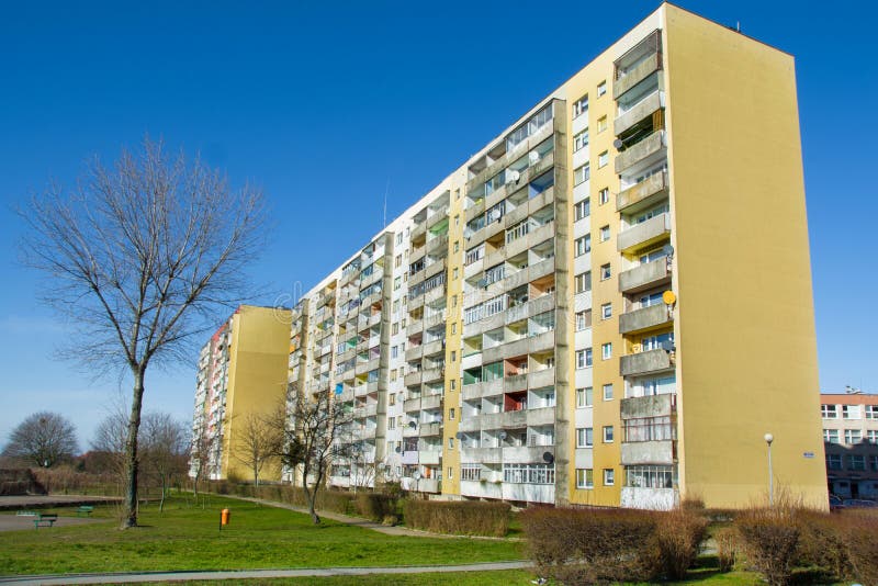 Communist Settlement, Blocks of Flats in Elblag, Poland Stock Image ...