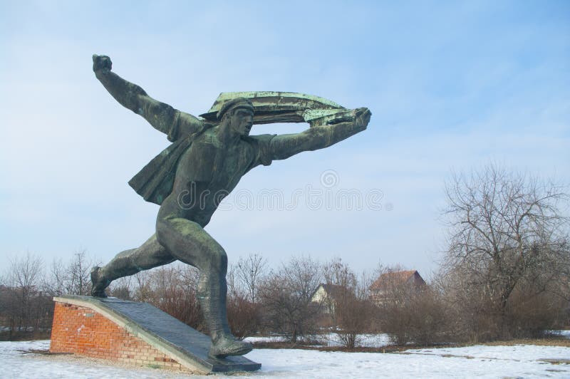 Communist statue stock photo. Image of statue, snow, figure - 85127686