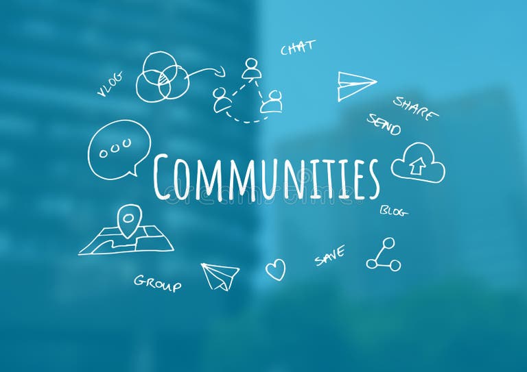 Communities Text with Drawings Graphics Stock Illustration ...