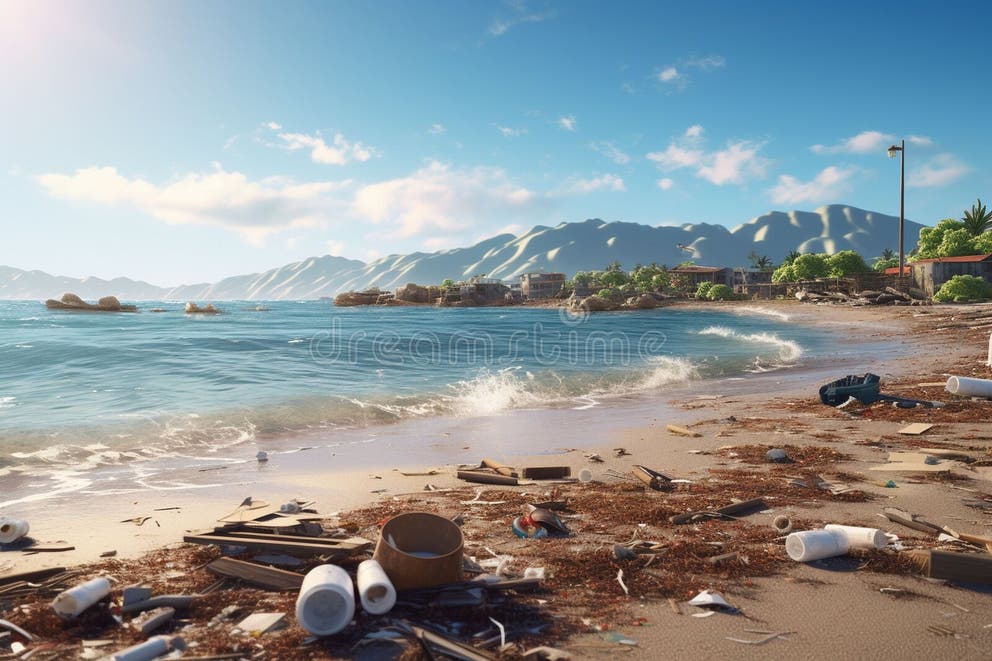 Community Beach Cleanup Event Highlighting Stock Illustration ...