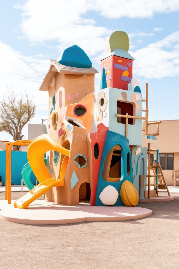 Community Center Building with a Playground Stock Illustration ...