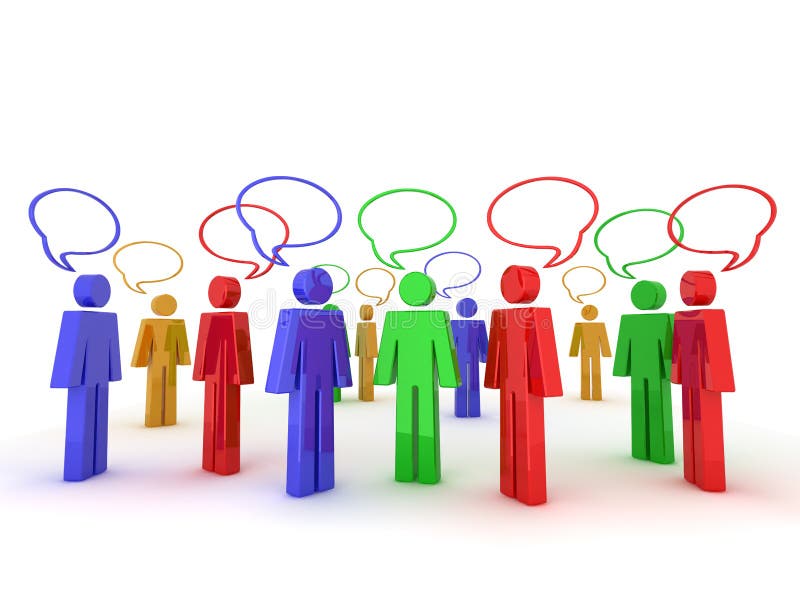 Chatting People with Speech Bubbles Stock Illustration - Illustration ...