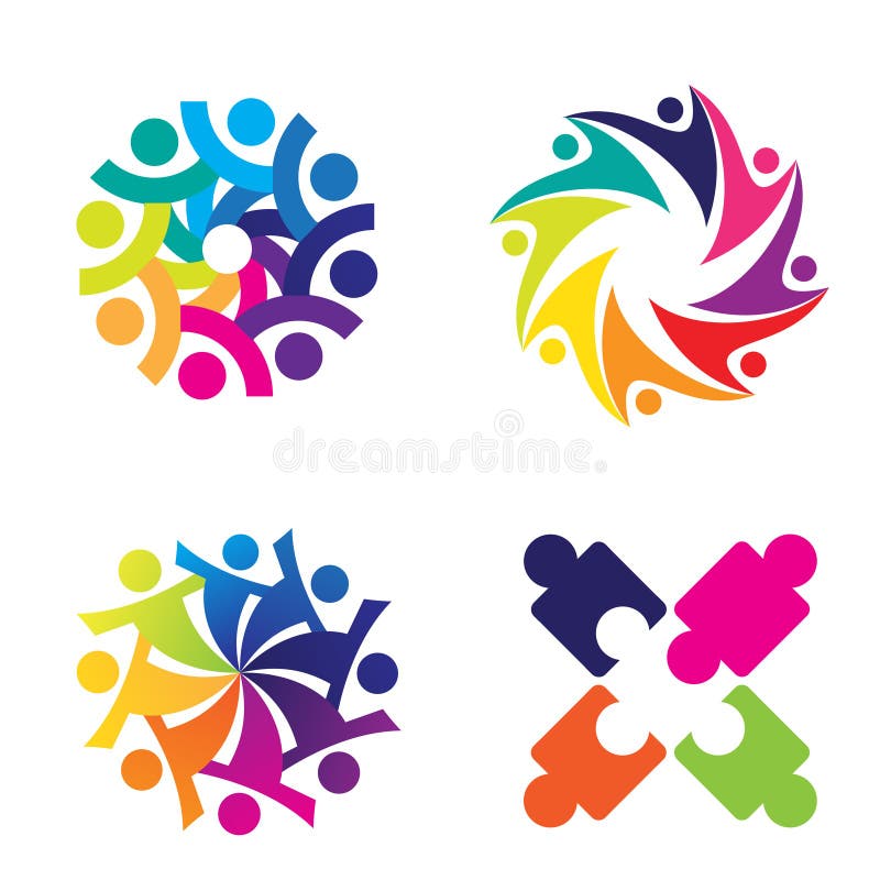 Community Colorful Theme Icon Set Clip Art Design Stock Vector ...