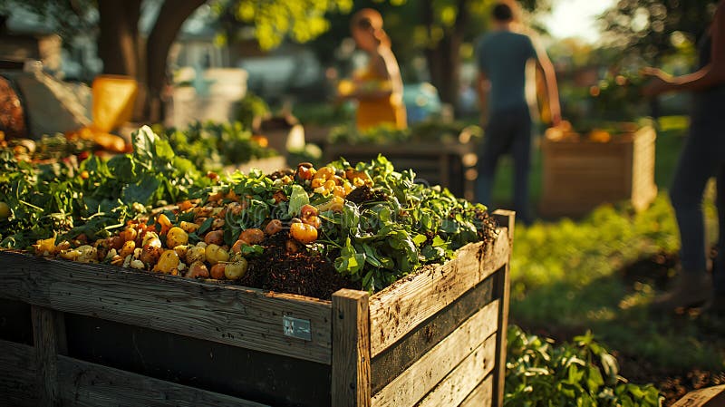 Community Composting Event with Residents Gathering Organic Waste Stock ...