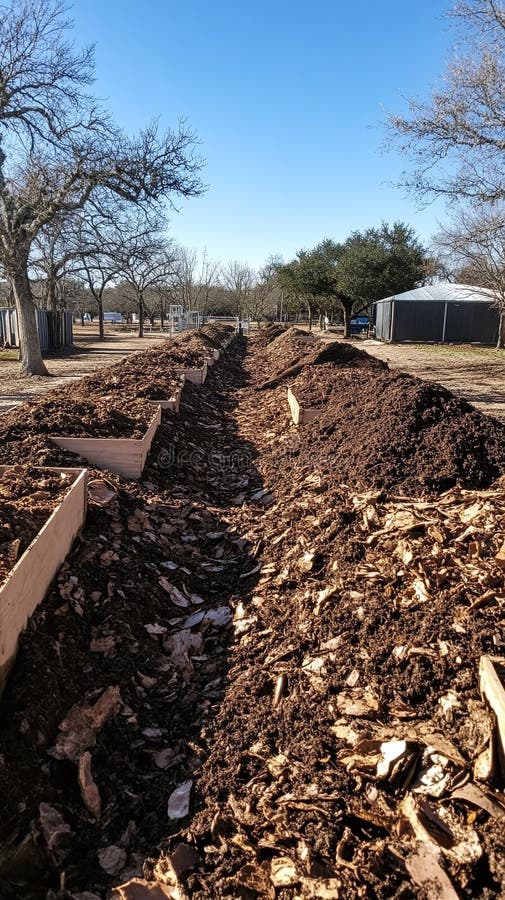 A Community Composting Facility with Rows of Compost Heaps. Stock ...