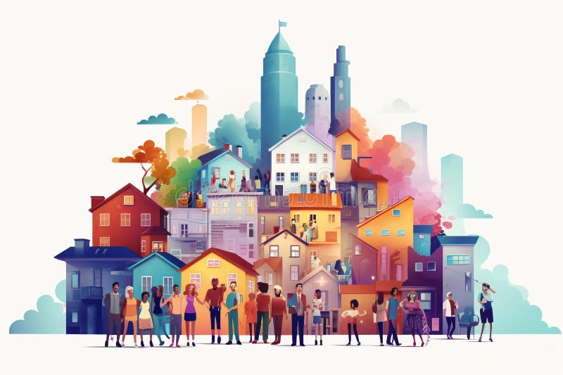 Community Concept. Generative Ai Illustration Stock Illustration ...