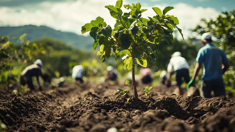 Community Effort in Tree Planting for Reforestation Project Stock ...