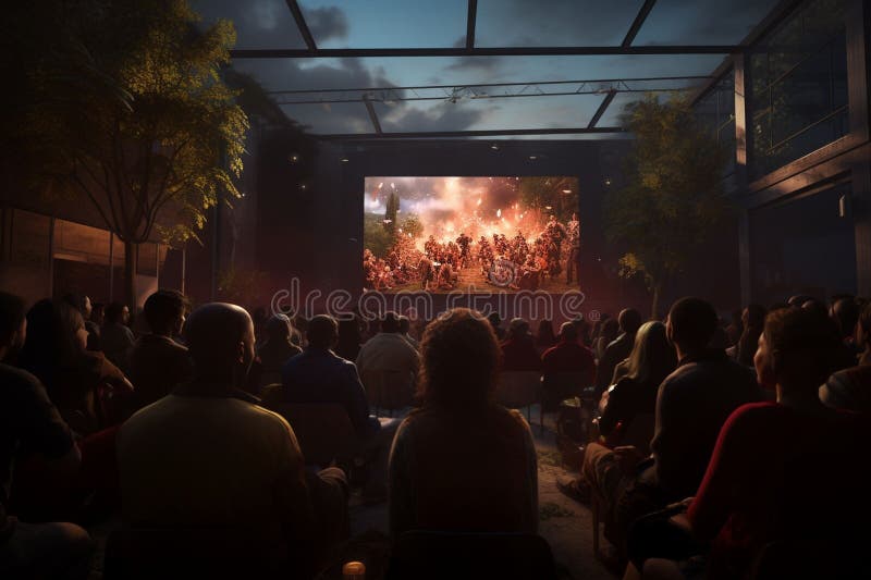 Community Film Screening Event Bringing People Stock Illustration ...