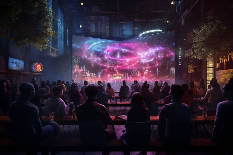 Community Film Screening Event Bringing People Stock Illustration ...