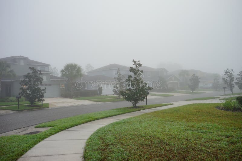 Community in Florida with Fog Stock Image - Image of cabin, house: 84825263