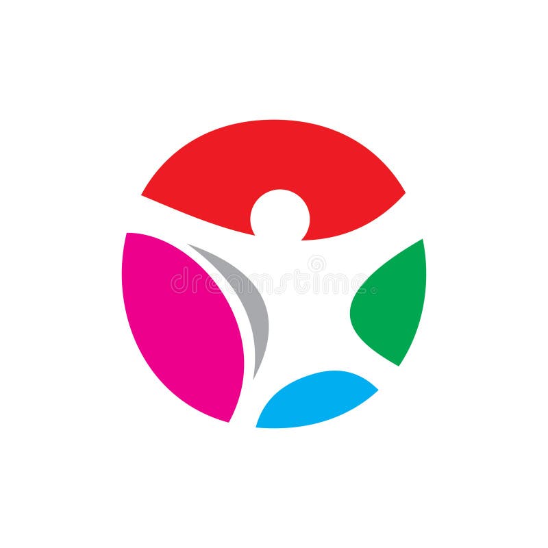 Full Color Circle People Active Logo Design Stock Vector - Illustration ...