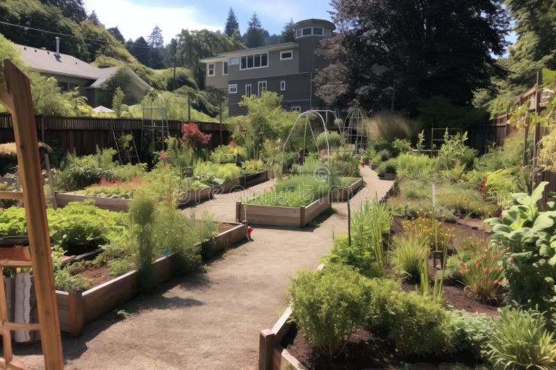 Community Garden with Vegetable and Herb Plots, Plus Fruit Trees and ...