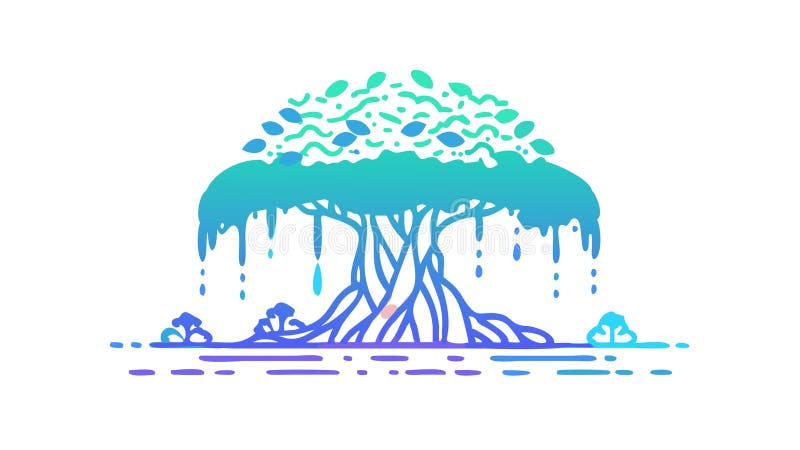 Community Gathering Under Large Banyan Tree, Social Hub, Vector Design ...