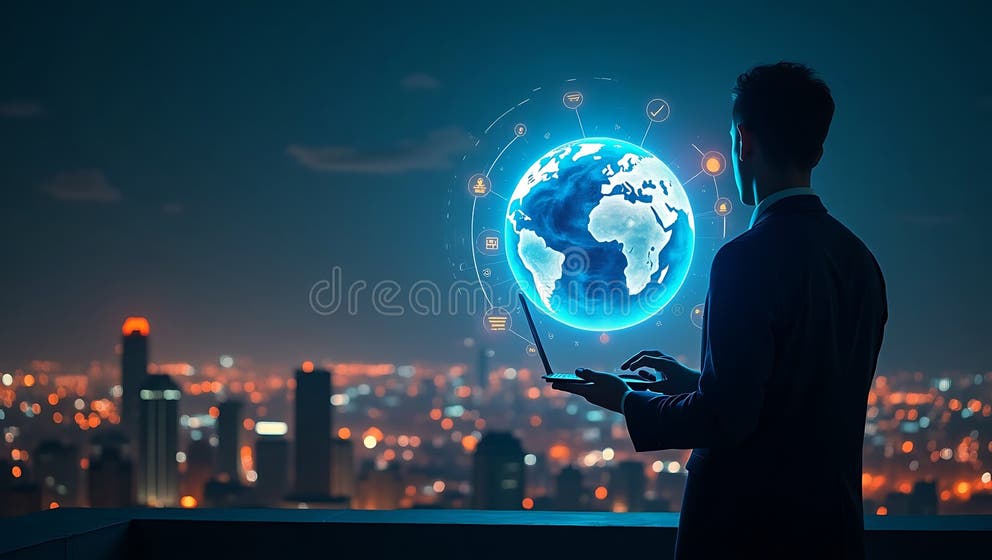 Community Global Business Information Technology World Map Data Transfer and People ...