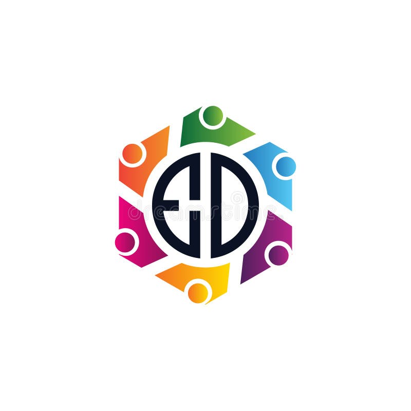 Community Hexagon Initial Letters ED Logo Stock Vector - Illustration ...