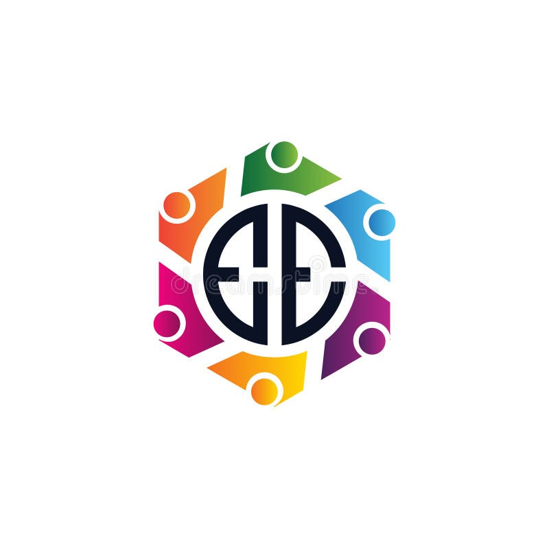 Community Hexagon Initial Letters EE Logo Stock Vector - Illustration ...