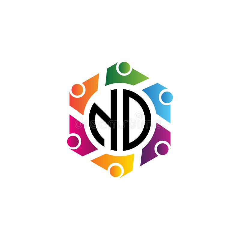 Community Hexagon Initial Letters ND Logo Stock Vector - Illustration ...